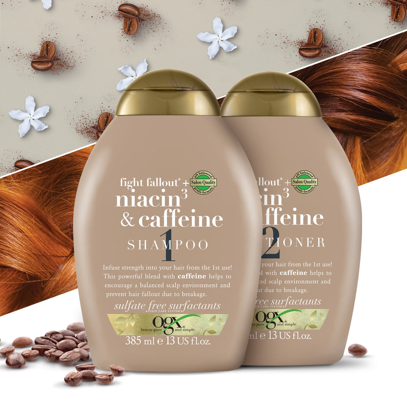OGX Niacin & Caffeine Shampoo 385ml | Vita.no