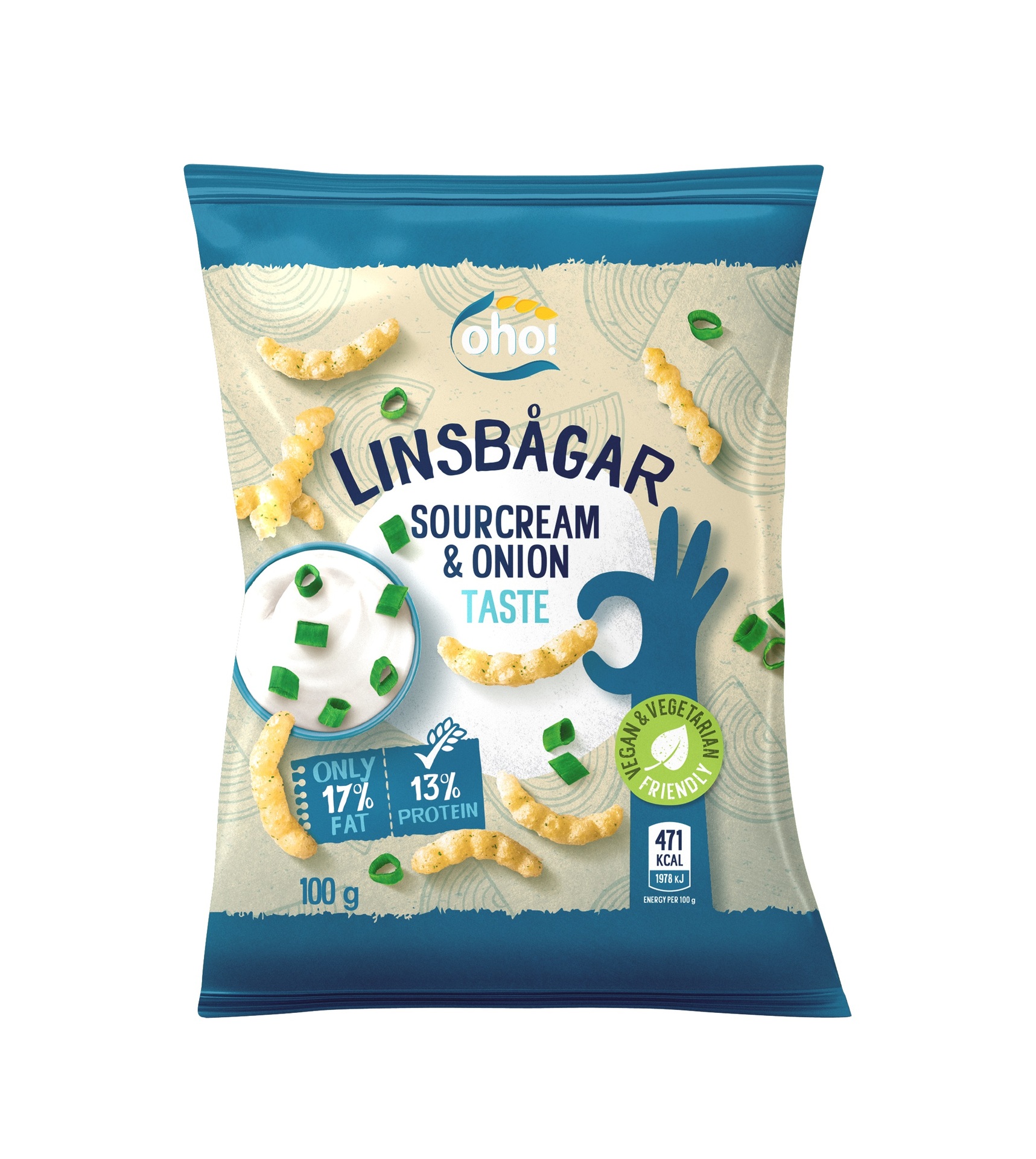 OHO! Linsesnacks Sour Cream & Onion 100g | Vita.no