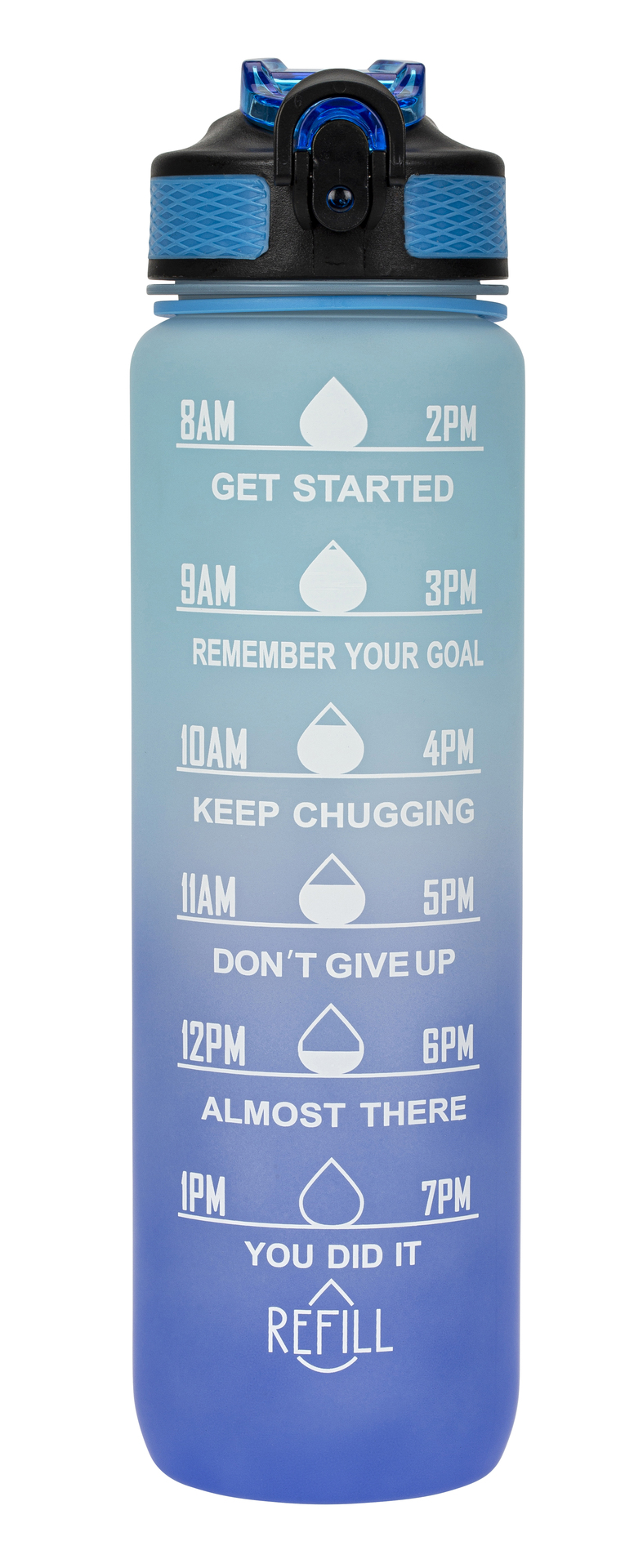 PULS Motiverende Vannflaske Faded Blue 900ml | Vita.no