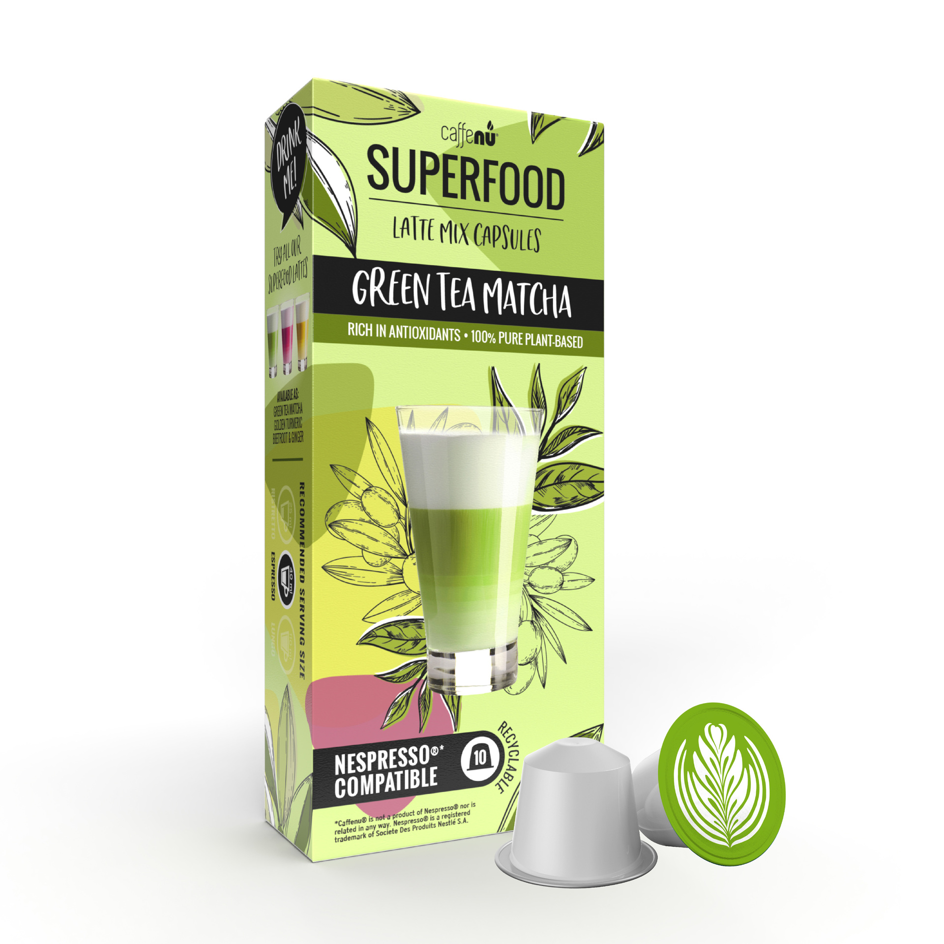 Caffenu Green Tea Matcha Latte kapsler for Nespresso | Vita.no