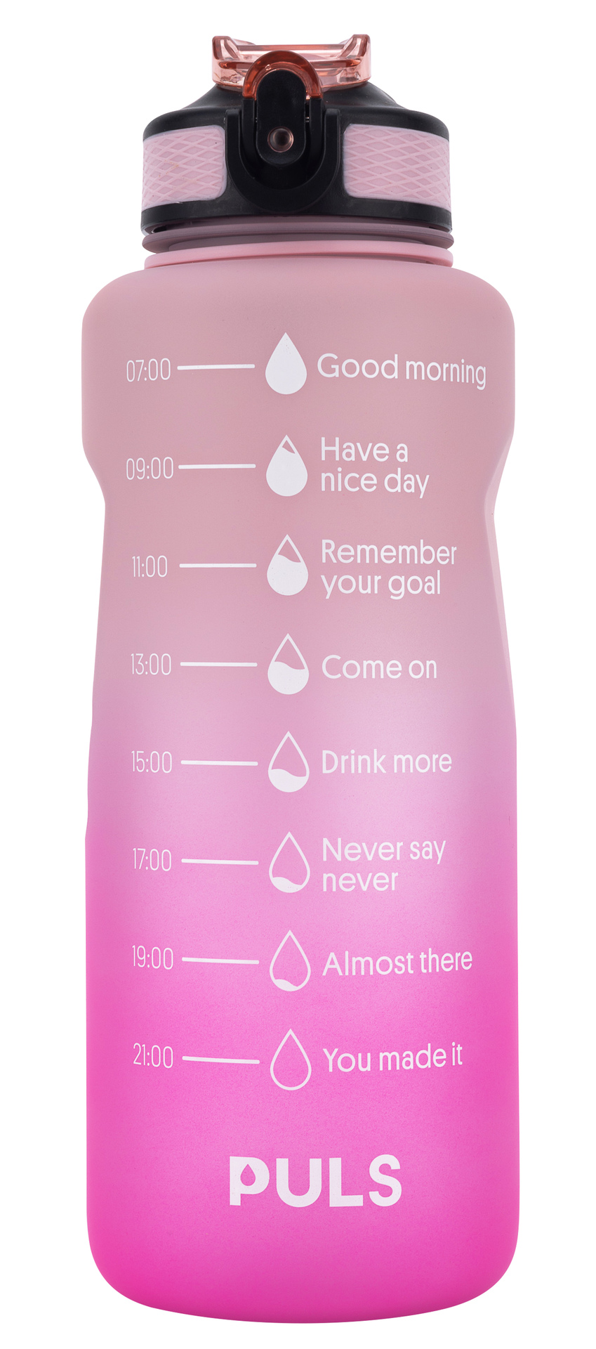 Motiverende Vannflaske Faded Pink 1,5l | Vita.no